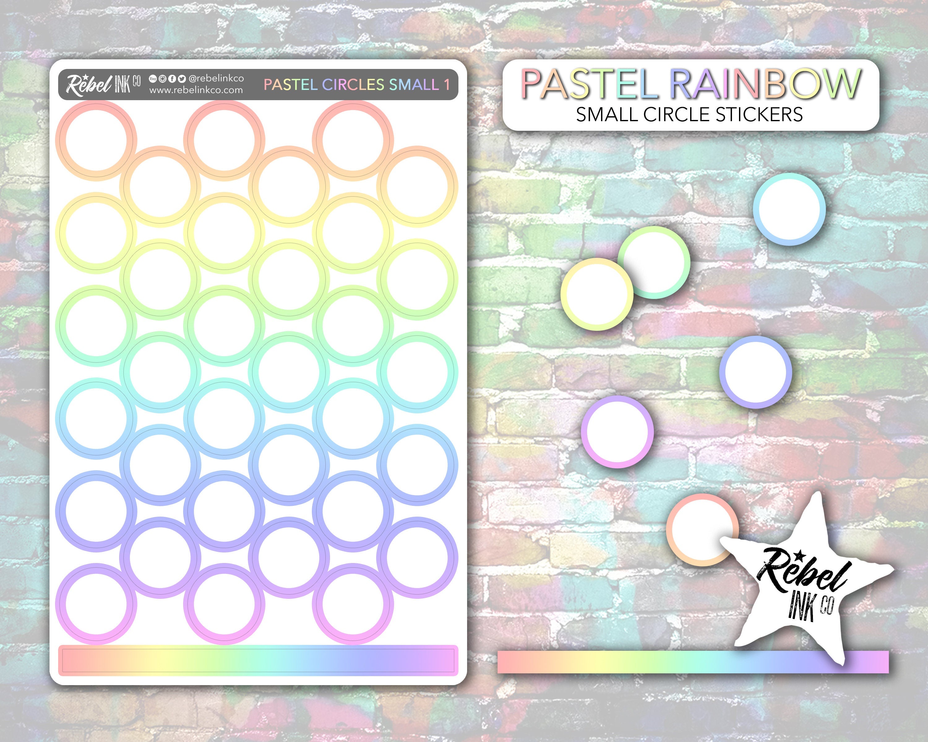 Open Circle Stickers - Small - Pastel Rainbow – rebelinkco